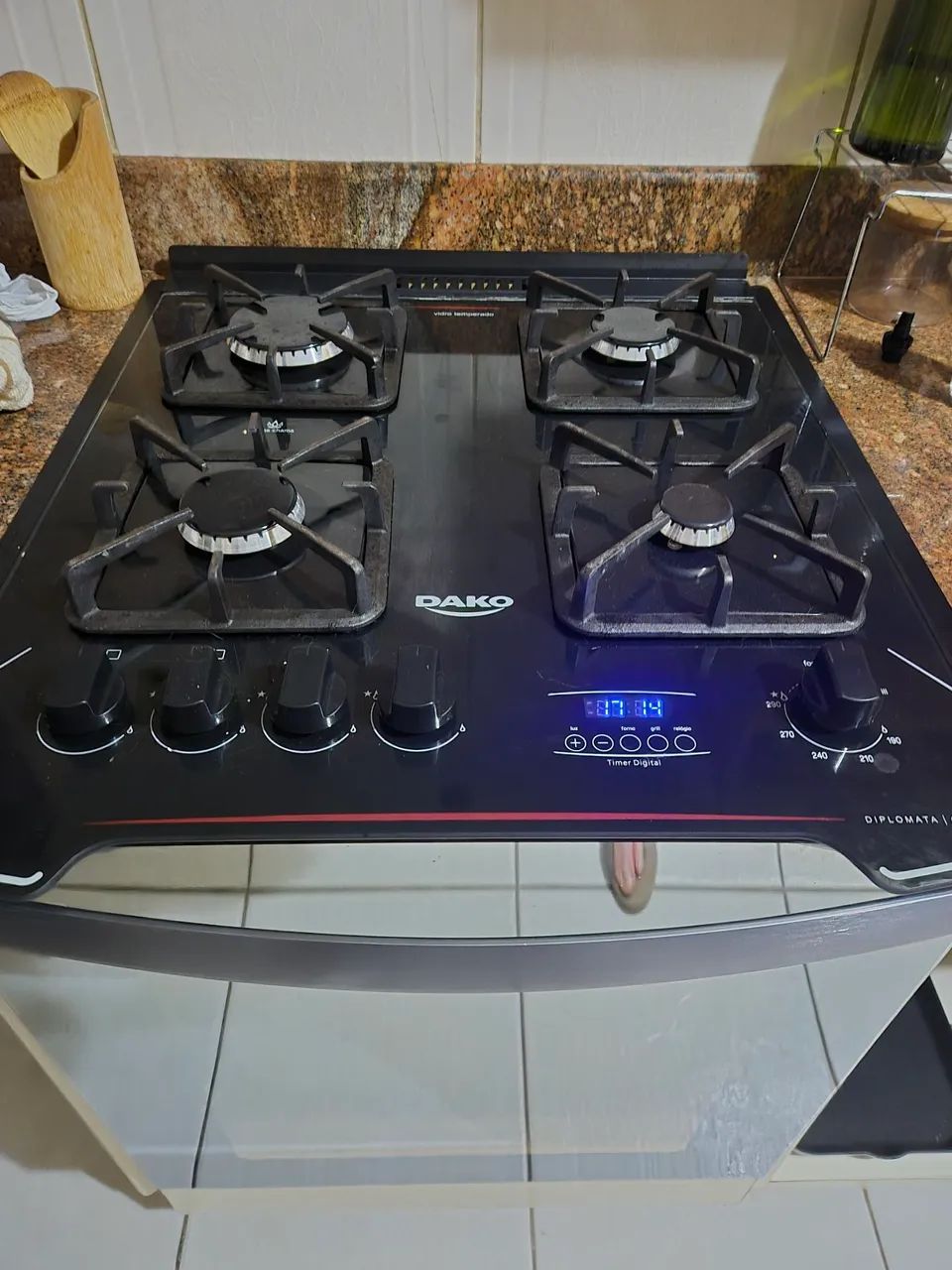Fogão De Embutir 4 Bocas Preto Com Mesa De Vidro Dako Supreme Bivolt - Fogões e Fornos - Vila ...