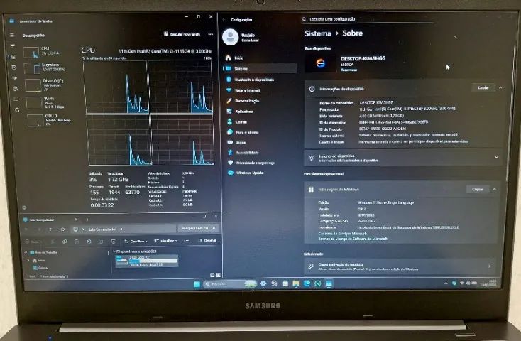 Vendo Notebook Samsung Book Core i3 11ª Geração com Ssd e Tela Full HD ...
