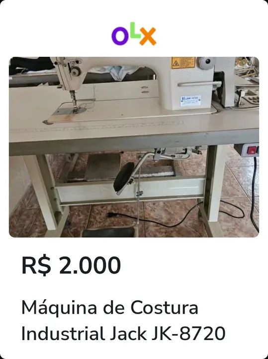 Máquina de Costura Industrial Jack JK-8720 - Equipamentos Para Comércio ...