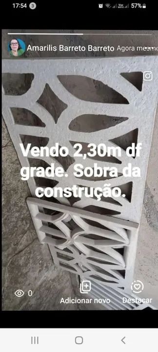 Grade de concreto/ parapeito/ varanda (2 metros)