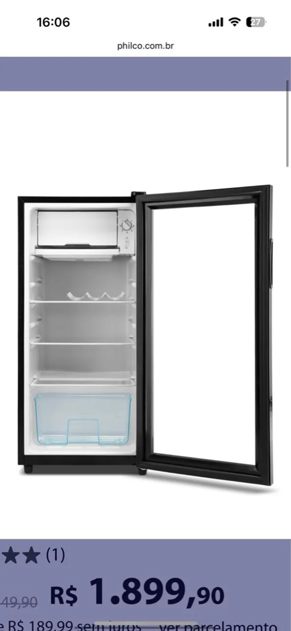 "frigobar porta de vidro" no Brasil