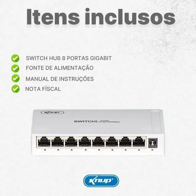Switch 8 Portas Gigabit Knup KP-SW106 10/100/1000Mbps RJ45 Bivolt pode ...