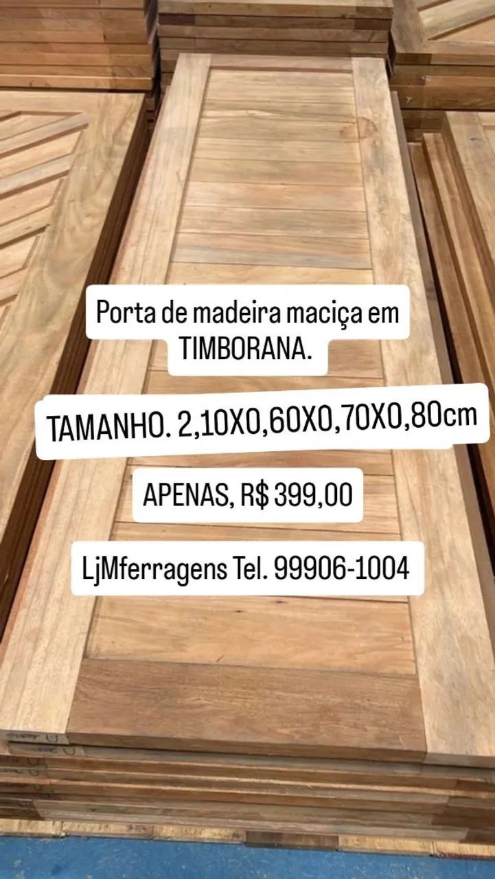Porta de Madeira Maciça Timborana - Diversos Tamanhos - Portas e ...