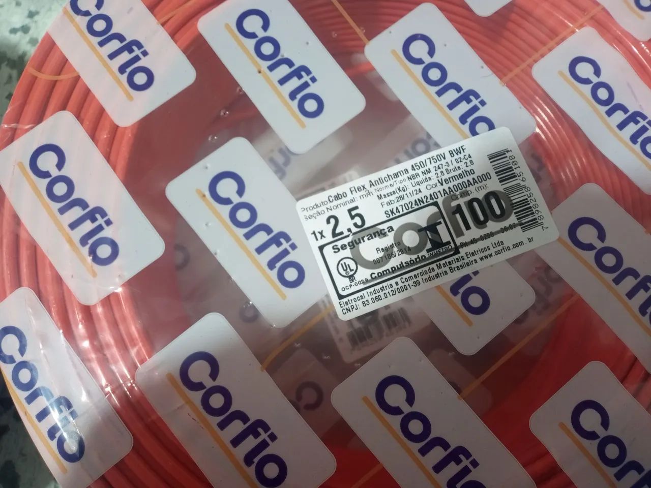 Cabo Flex Antichama 2,5mm² - 100m - Corfio - Instalações Elétricas e ...