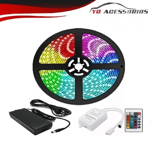Fita LED Rgb Modelo 5050 5 Metros 300 Leds, Prova D'Agua + Controle - Carros, vans e utilitários ...