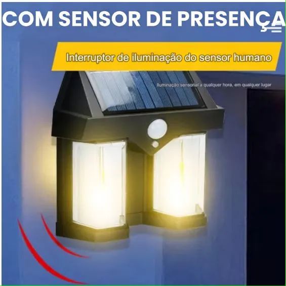Lâmpada Luminária Sensor de Presença Solar com Iluminação LED ...