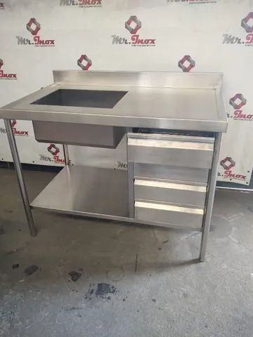 bancada com pia inox / pia industrial inox / fabrica de bancadas inox ...