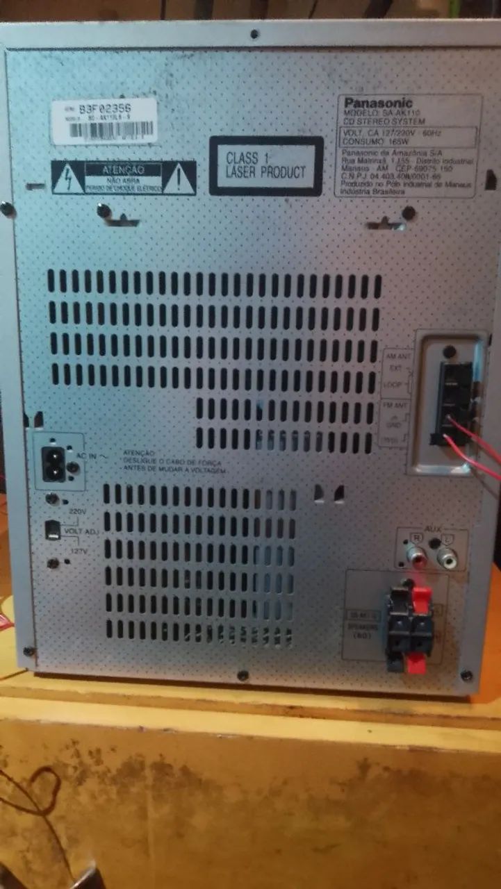 SOM MINI SYSTEM PANASONIC, 5 CDS, RÁDIO, 2 CAIXAS ORIGINAIS, E ...