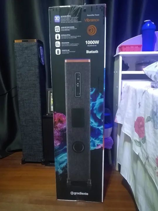 SOM SUPER CAIXA E SOUNDBAR TORRE GRADIENTE, 1000 W RMS, NOVA, ZERO KM C ...