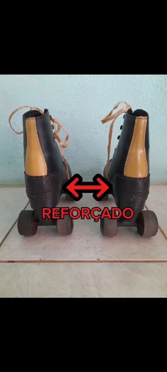 Patins Clássico 4 rodas preto e dourado - Esportes Sobre Rodas - Bairro ...