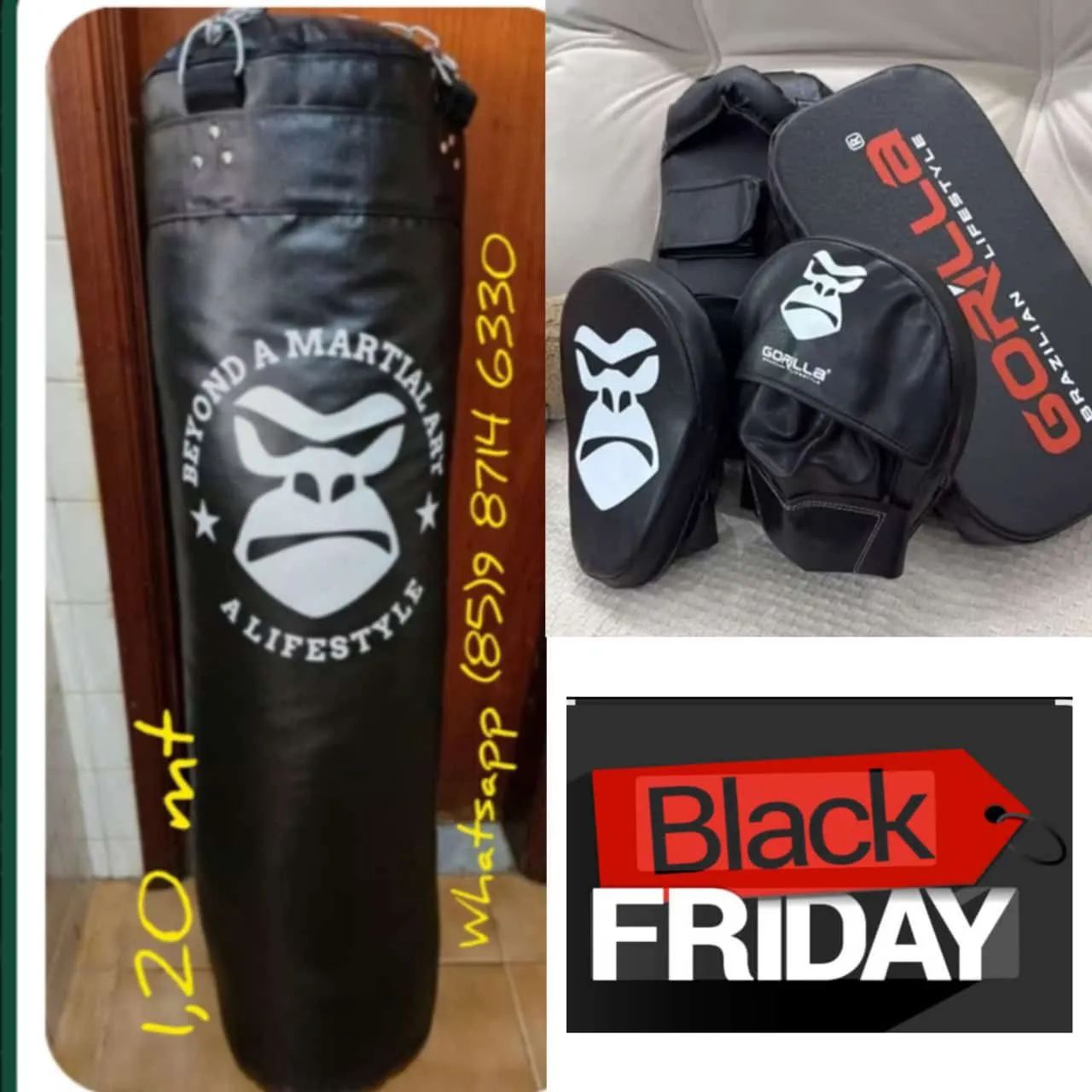 Combo Gorilla. Par manoplas e saco cheio de 1,20 profissional boxe ...