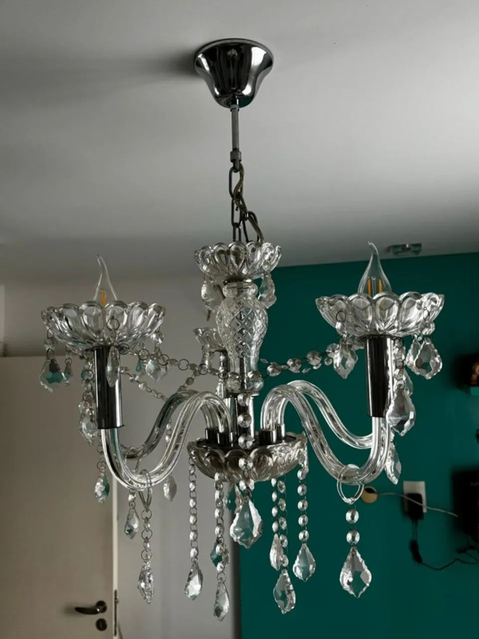 Lustre Luminária Clássico Candelabro Cristal 5 Braços - Iluminação ...