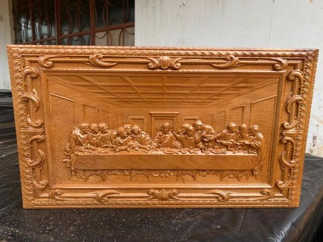 Quadro Santa Ceia Entalhado em Madeira - Uma Obra de Fé e Arte ...