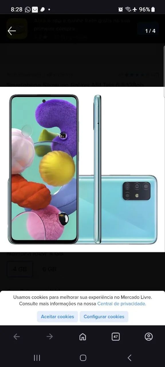 Vende-se GALAXY A51 16S, 128GB 4 RAM USADO, COM UM COM UM TRINCO NO VIDRO DA TELA . - Celulares ...