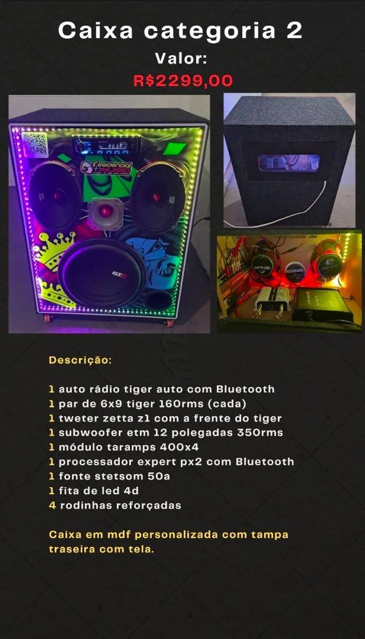 Caixa de som residencial tiger/etm - Aparelhos de Som - Setor Oeste ...