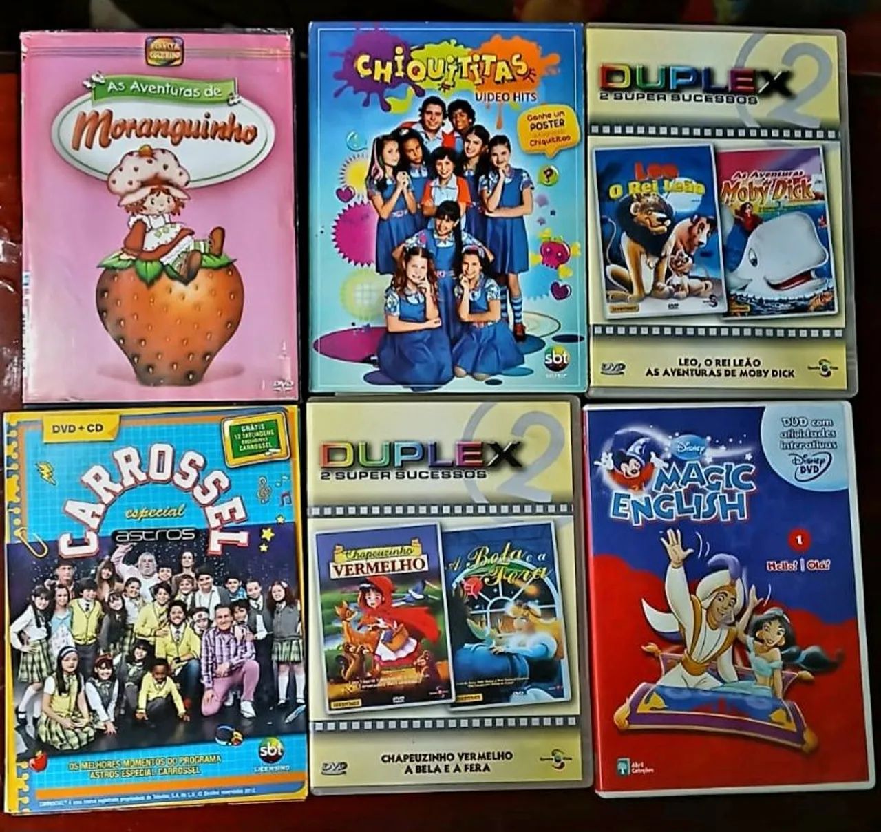 6 DVS INFANTIS ORIGINAIS CARROSEL CHIQUITITAS REI LEAO ALADIN A BELA E ...