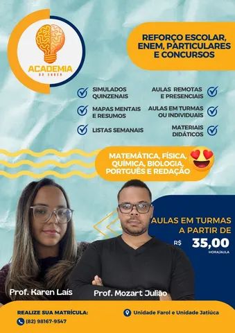 "aulas particulares de matematica fisica e quimica" no Brasil