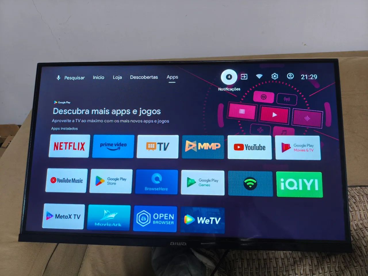 Smart TV Led 32 Polegadas com Android, Wi-Fi, HD, Borda infinita, Aiwa ...