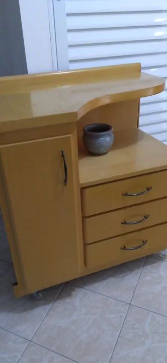 Gaveteiro com 3 gavetas + Nicho vertical Madeira Marfim - Móveis Para ...