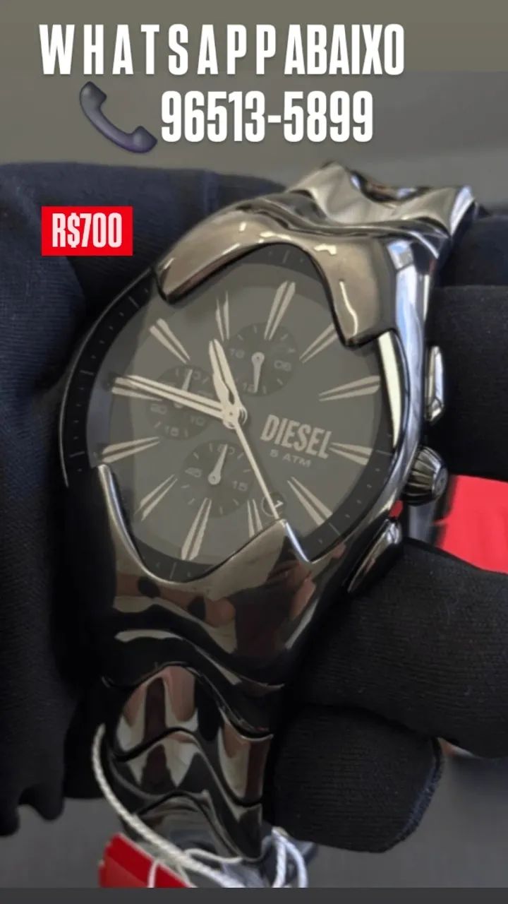 Relógio DIESEL MERCURIAL 5ATM ALL BLACK MULTIFUNCIONAL - Acessórios ...