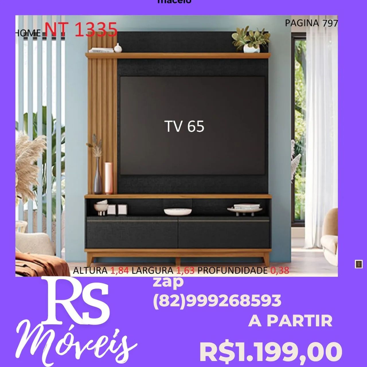 Rack para TV 65 polegadas com Painel - Racks e Painéis - Cidade Universitária, Maceió 1396383798 ...