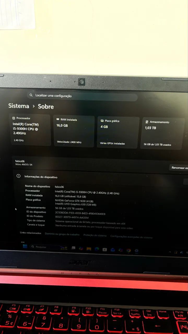Notebook Acer Nitro 5 - Notebooks - Bancários, João Pessoa 1505161287 | OLX