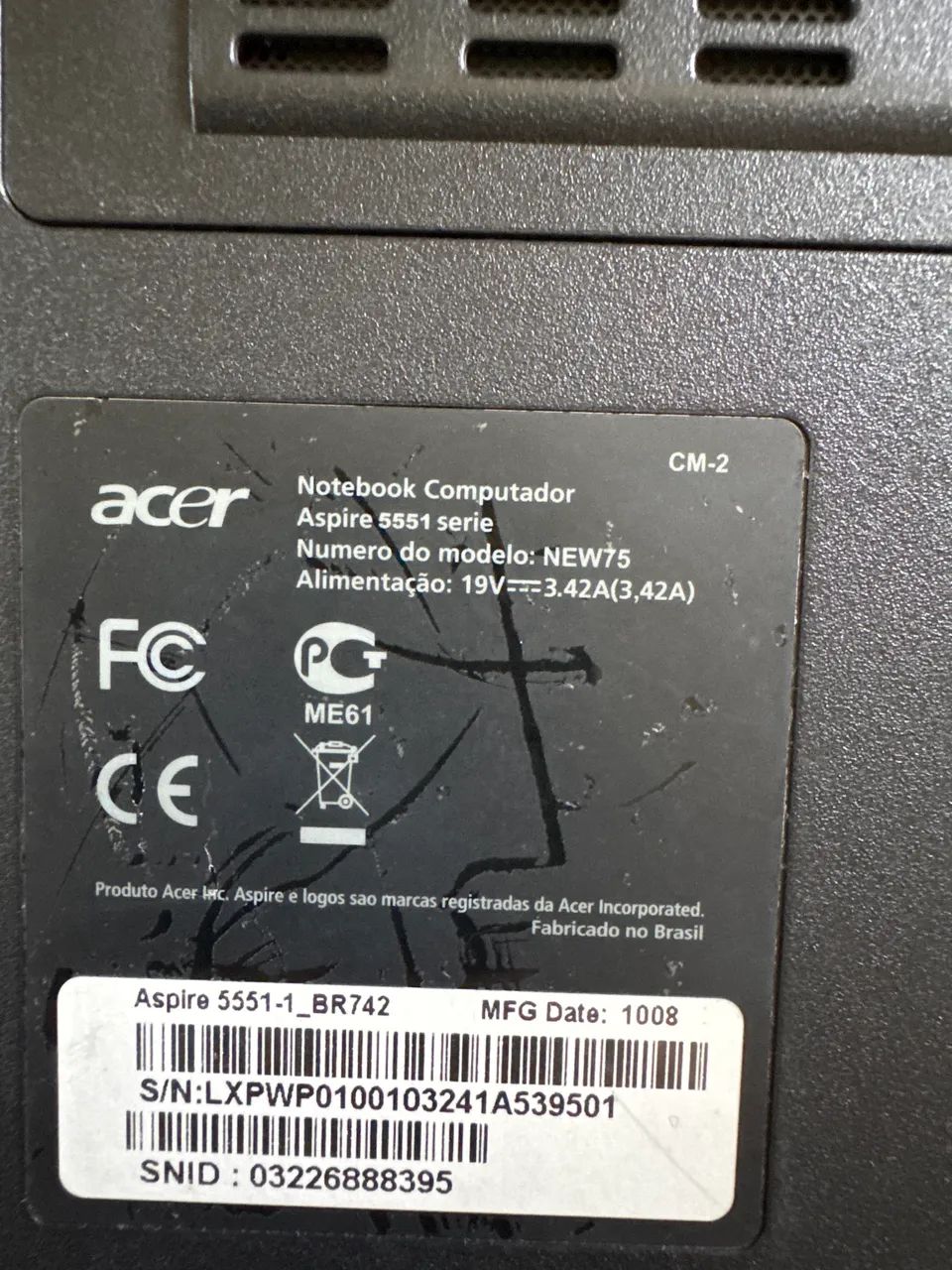 Notebook Acer Aspire 5551 Retirada de Peças - Notebooks - Urussanga ...