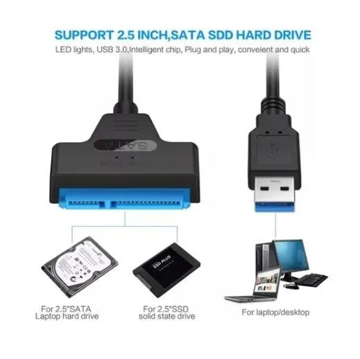 Adaptador USB 3.0 para HD/SSD 2,5" Cabo SATA Externo - Periféricos e ...