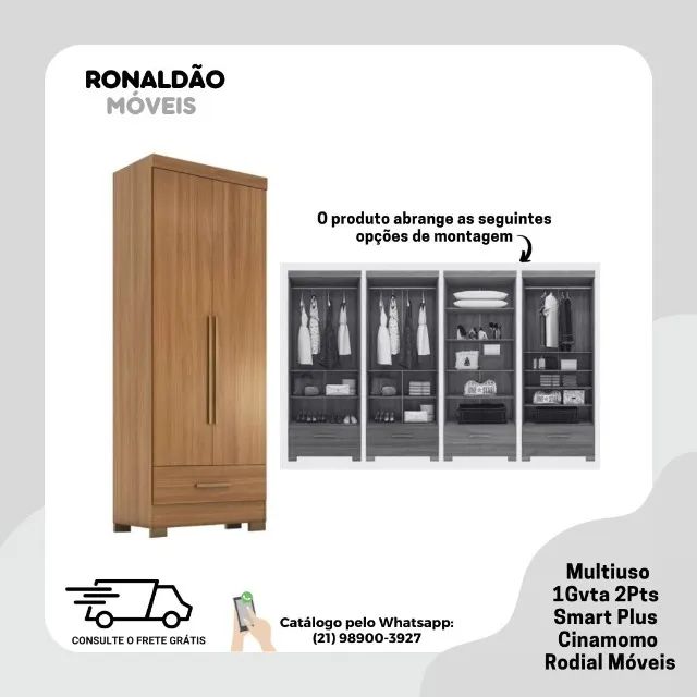 Armário Multiuso Smart Plus Rodial Cinamomo - Entrega Rápida ...