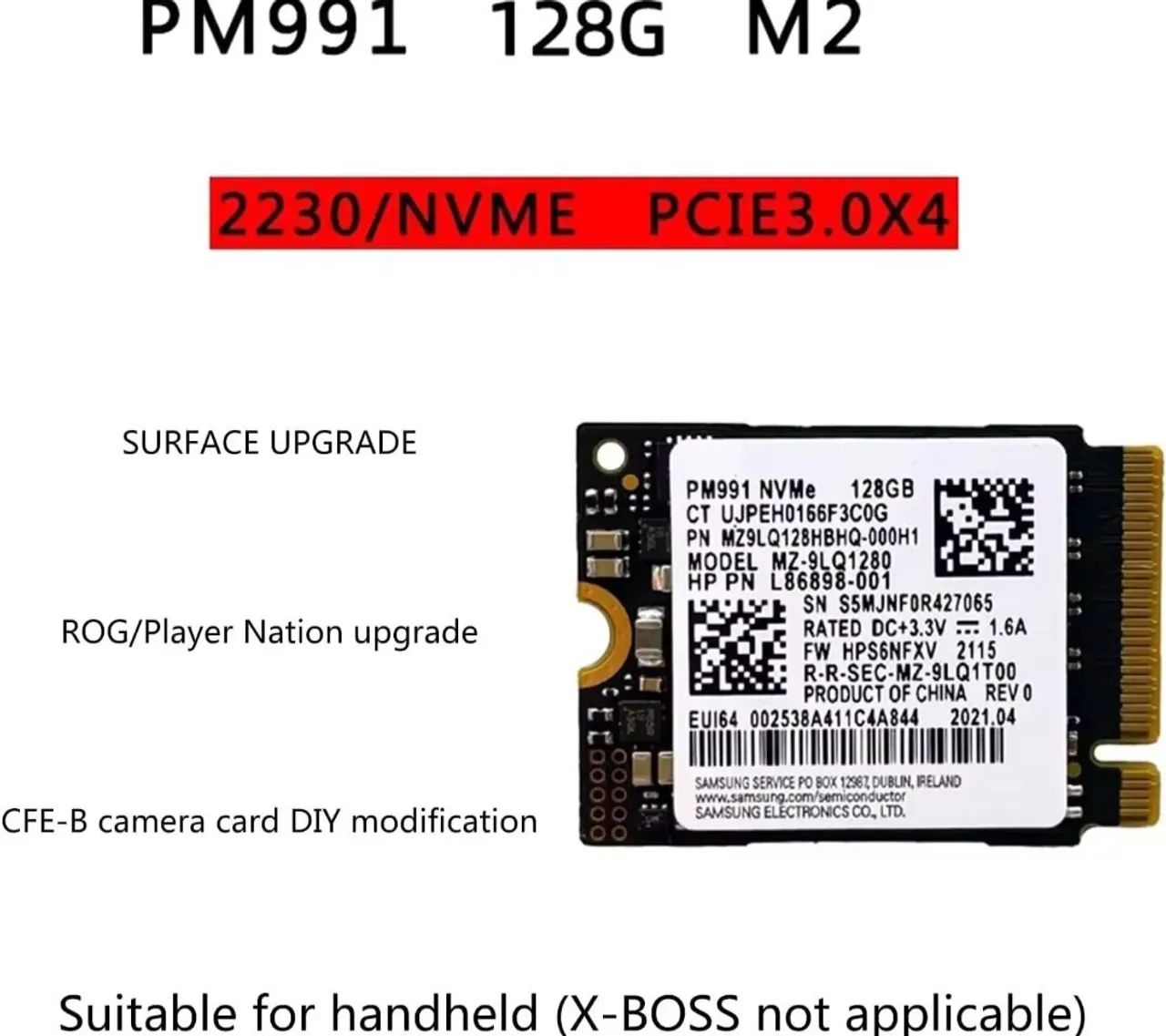 SSD Samsung PM991 128GB M.2 NVMe 2230