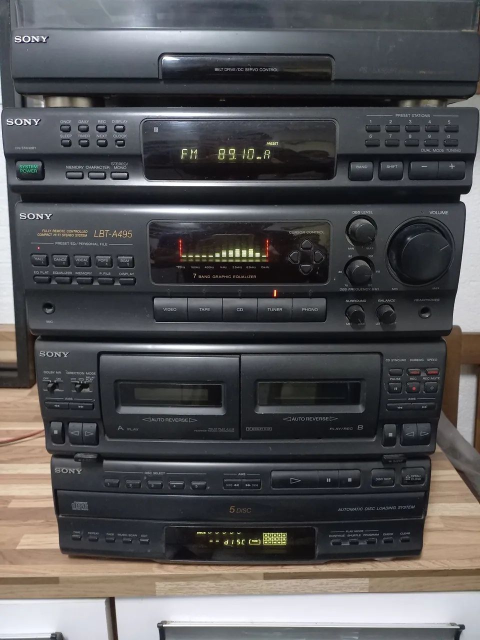 Toca discos Som Sony LBT-A495 Completo - CD, Tape, Rádio AM/FM ...