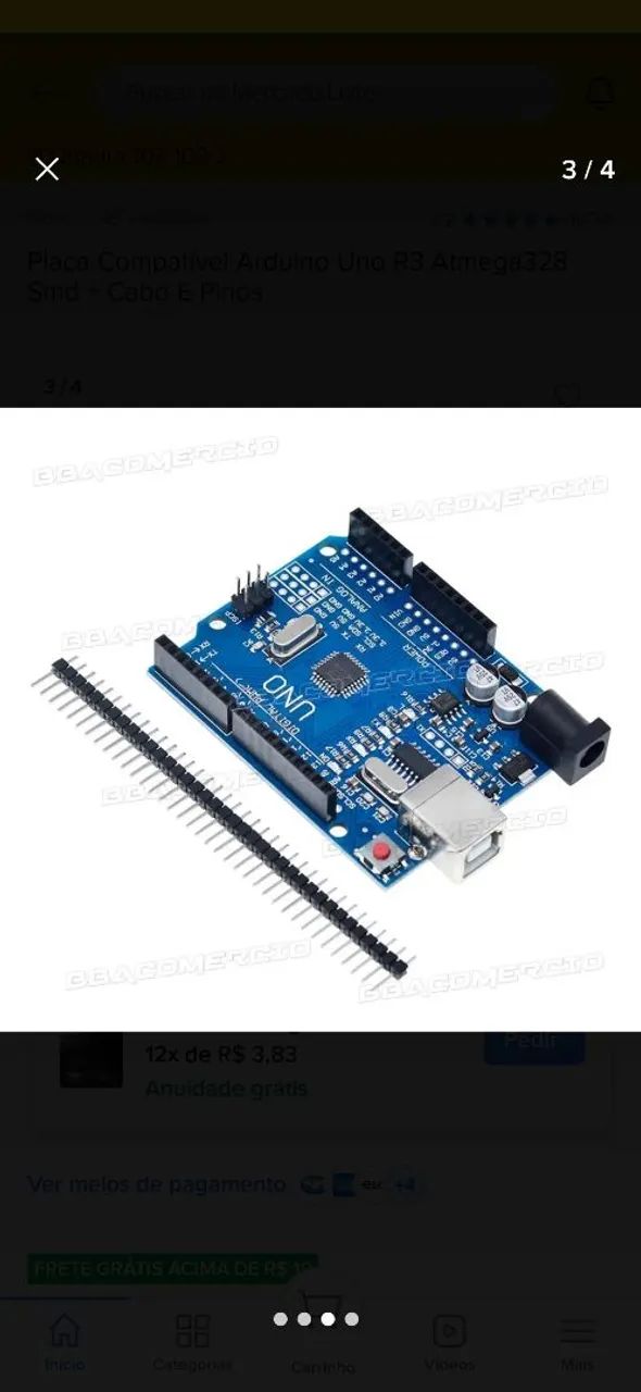 Kit Placa Uno R3 smd com cabo e componentes eletrônicos - Peças de ...