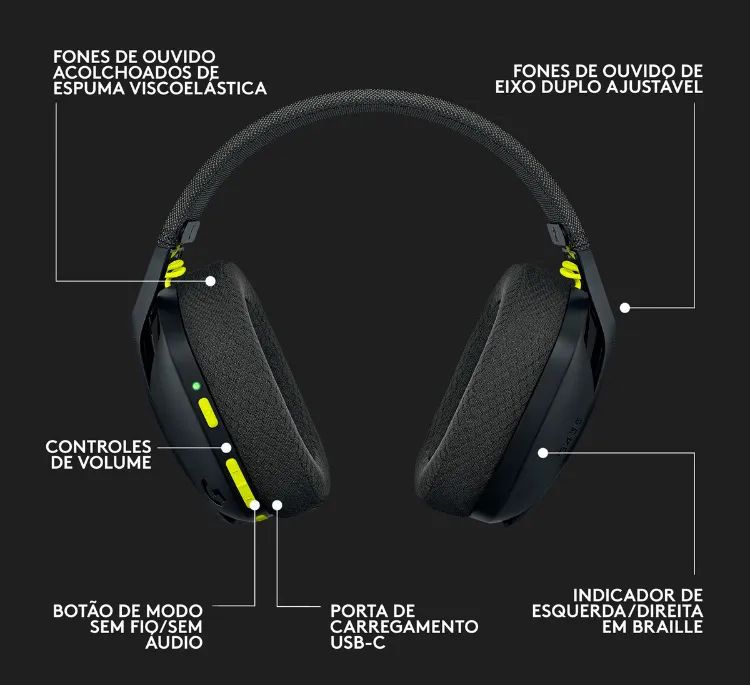 Headset Gamer Sem Fio Logitech G435 LIGHTSPEED - Preto - Fones de ...