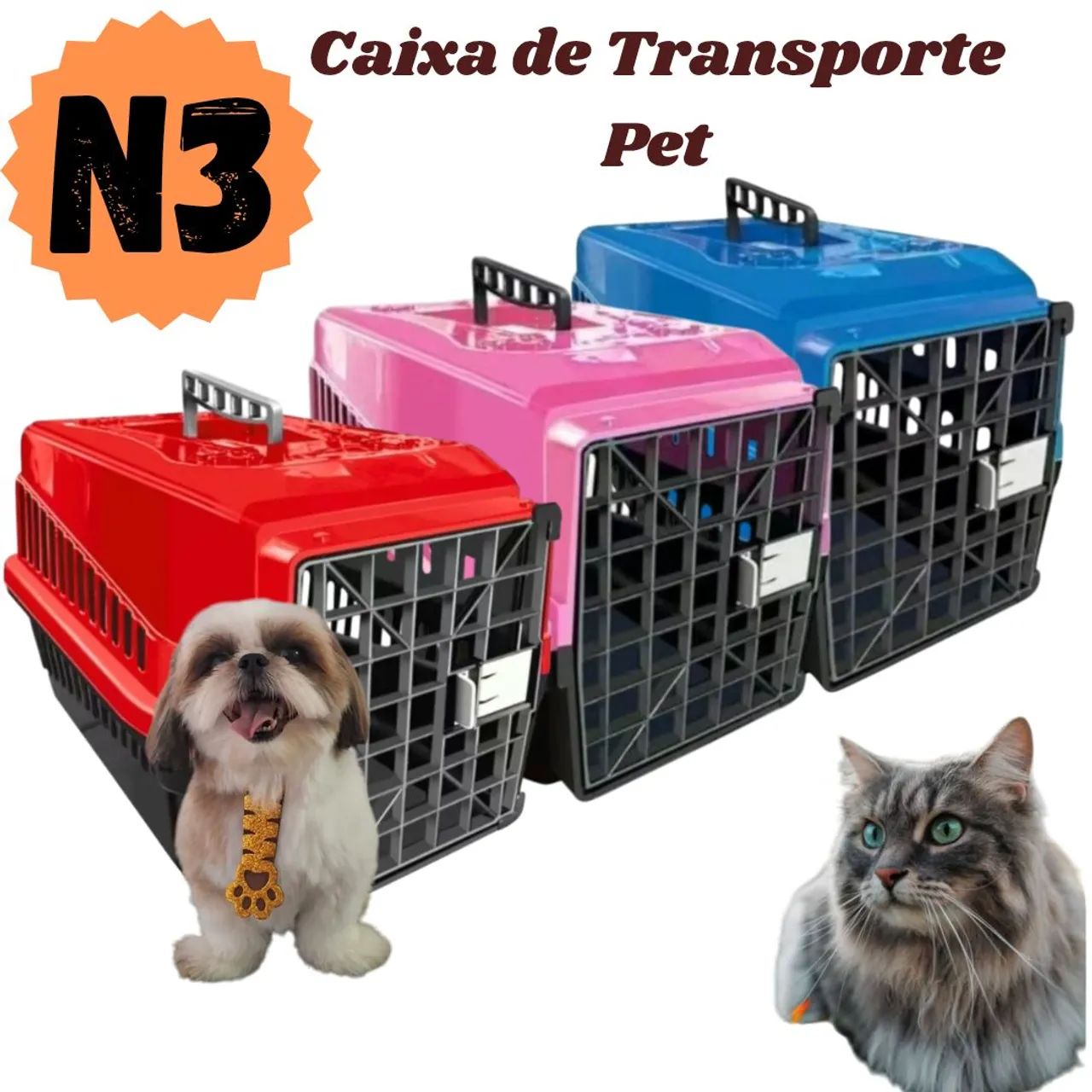 Caixa De Transporte Pet Gato e Cachorro N3 - Acessórios para pets ...