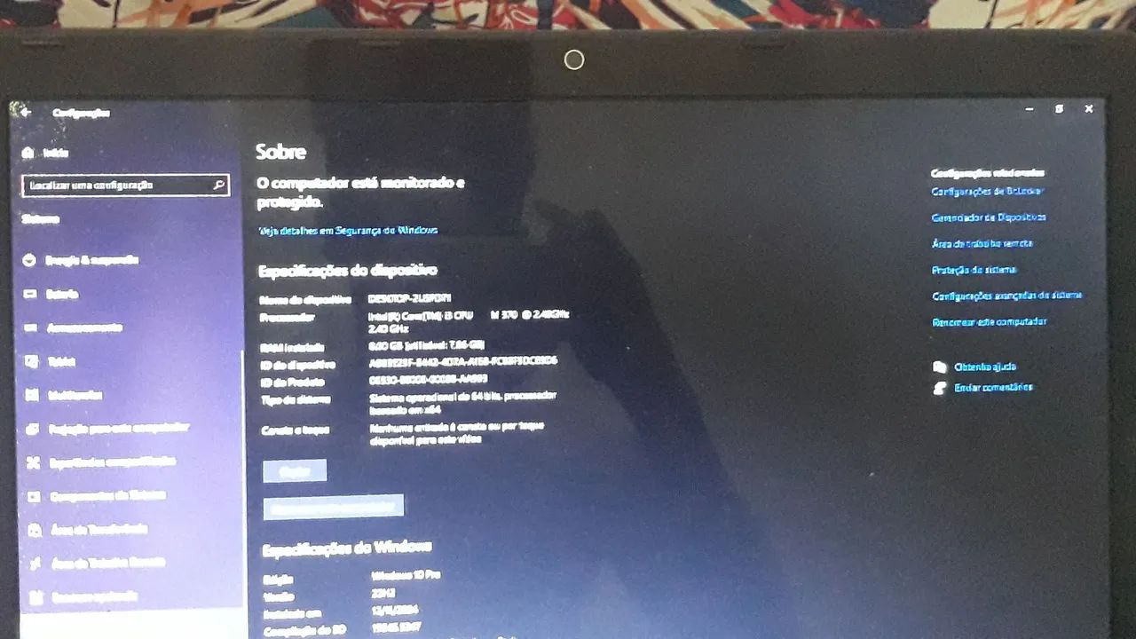 Notebook Intel Core i3 2.40 GHz 600GB 8gb ram nn funciona o mouse e ...