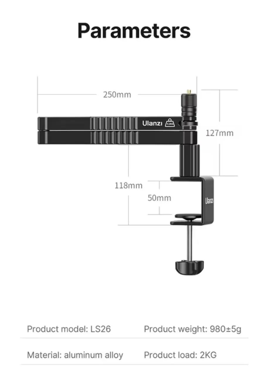 Suporte Articulado Ulanzi LS26 Para Microfone Mesa Até 2kg Com Clamp ...