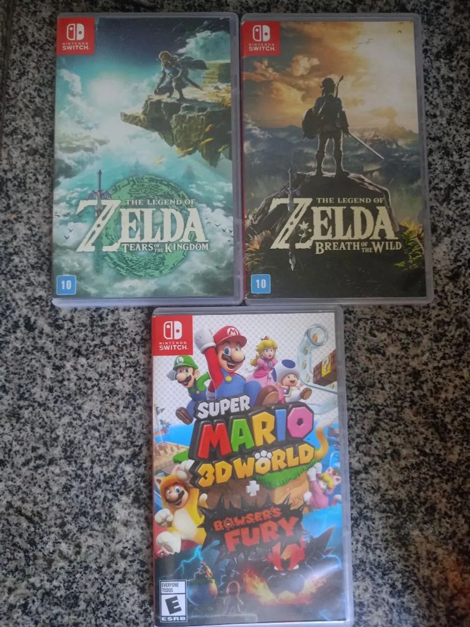 3 Jogos Switch ( Zelda Breath , Tears of Kingdom e Mario 3d World ...