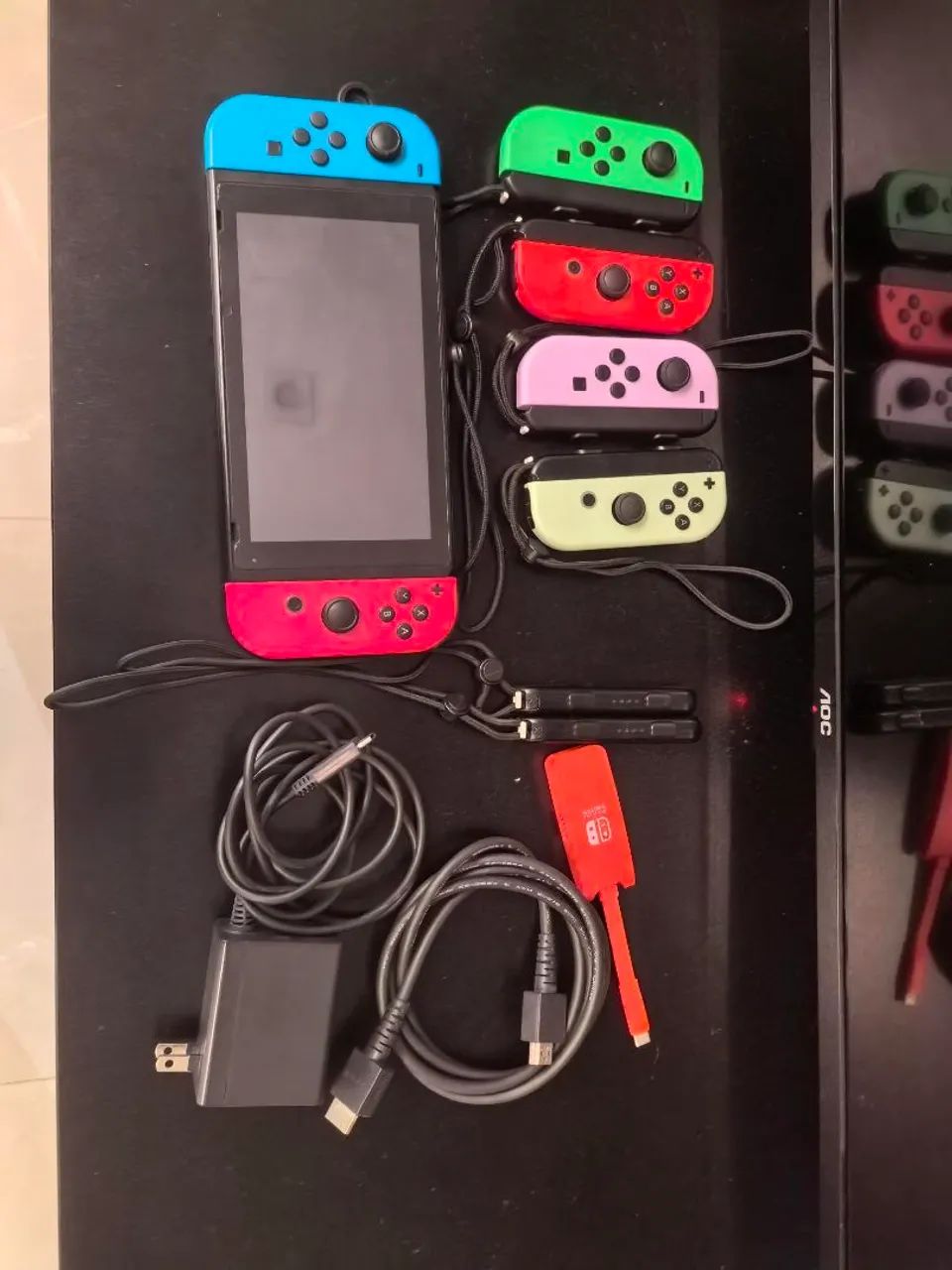 Console Nintendo Switch Original + 3 pares de comtroles + cartão de ...