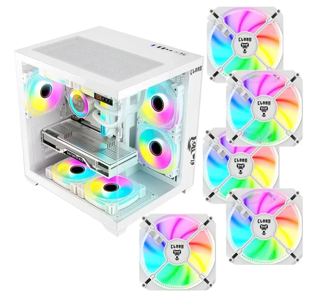 Gabinete Gamer Grodd Snow - Com 5 Fans Rgb - Vidro Temperado - Peças de ...