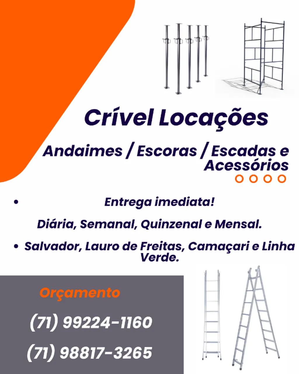 Alugamos Andaimes e Acessórios, Escoras, Escadas Extensivas e Trado ...