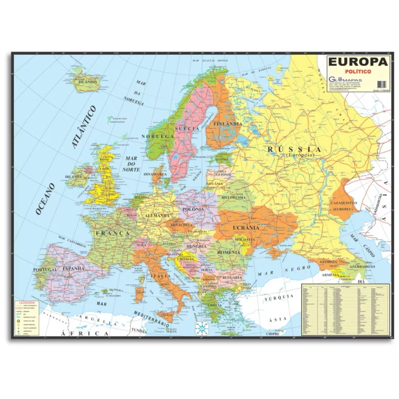 Mapa Europa Politico Escolar Geográfico Escolar Poster Continente ...