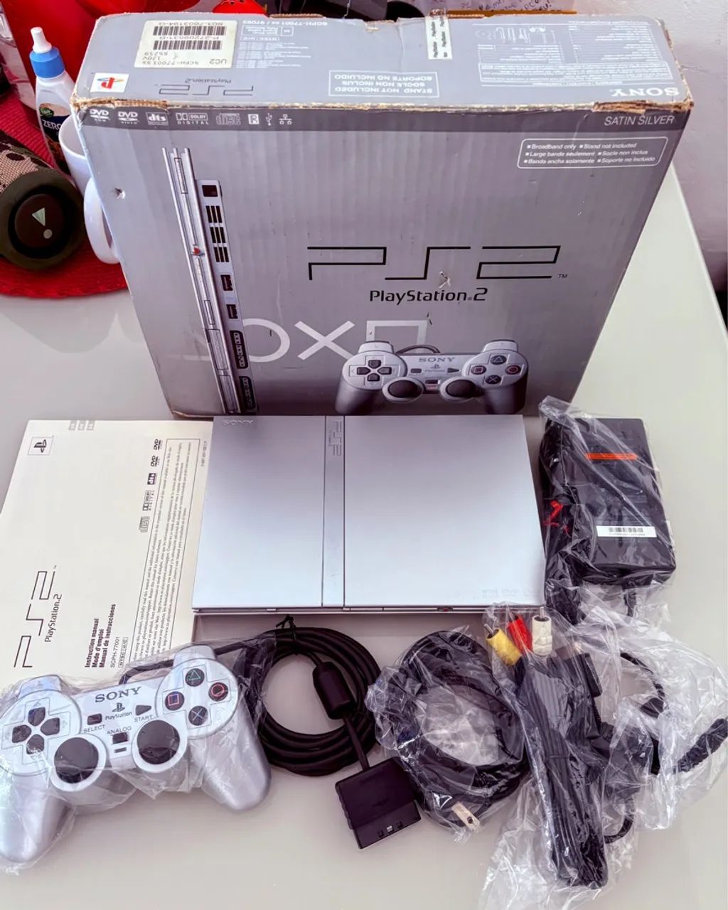 Videogame Antigo Playstation 2 Ps2 na cor Prata Desbloqueado chip ...