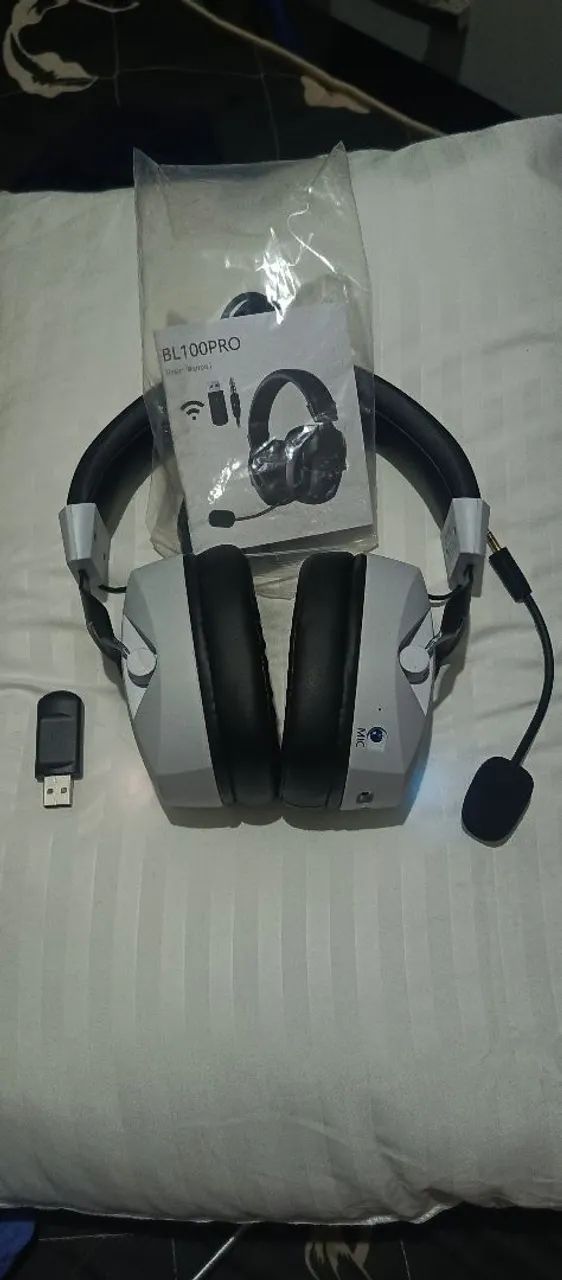 Headset sem fio Bl100 pro 3 modos WiFi, Bluetooth, cabeado - Fones de ...
