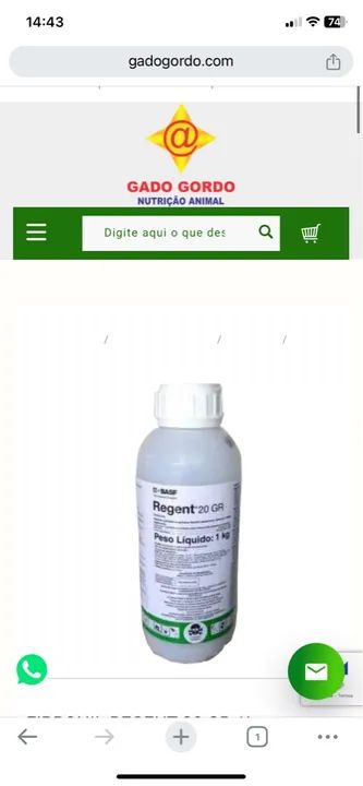 Regent 20 GR - Inseticida para controle de pragas - Produção Rural ...
