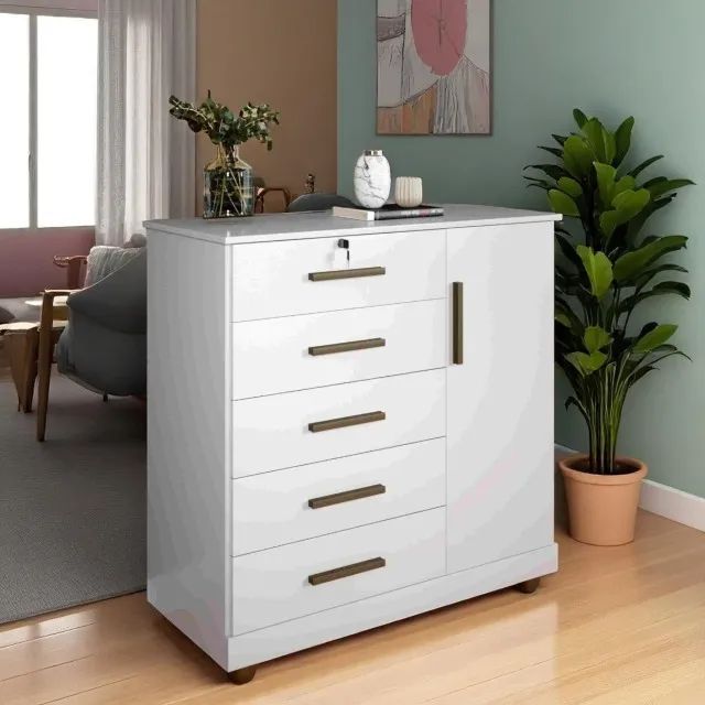 Cômoda fenix branca 5 gavetas 1 sapateira - Armários e Guarda-Roupas - Castelo Branco, Cariacica ...