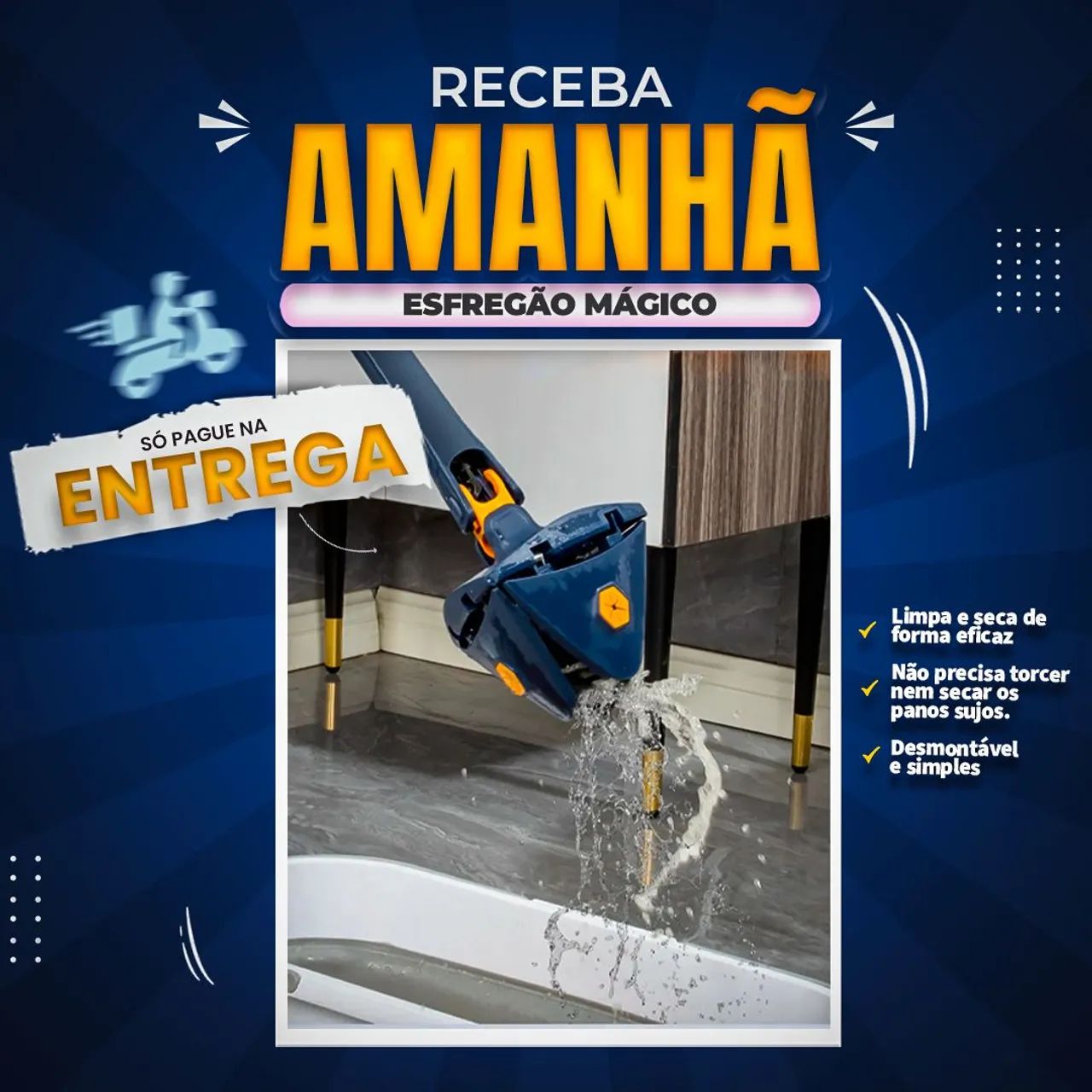 ESFREGÃO MÁGICO 3 EM 1 - Utensílios Para Banheiro e Limpeza - Siqueira ...