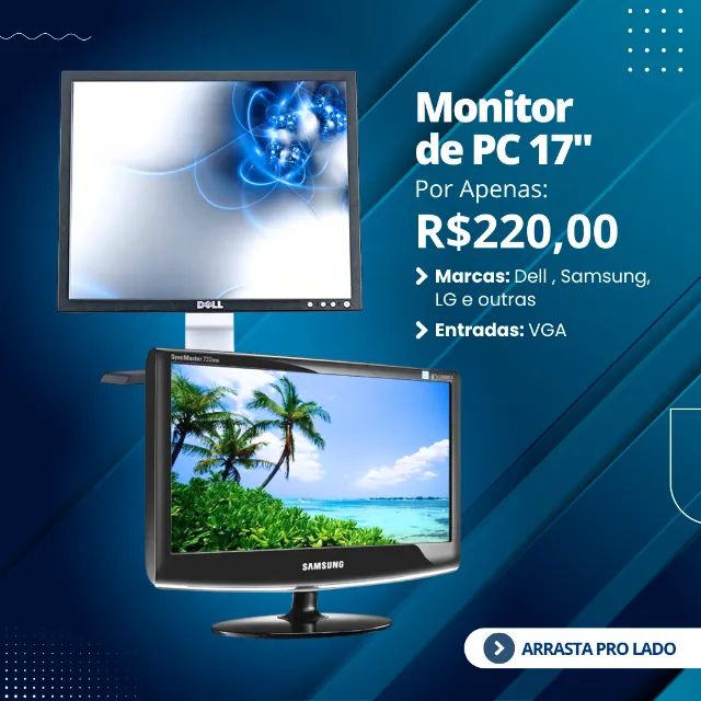 Monitor 17 polegadas para escritórios, lojas e pdvs - Monitores ...