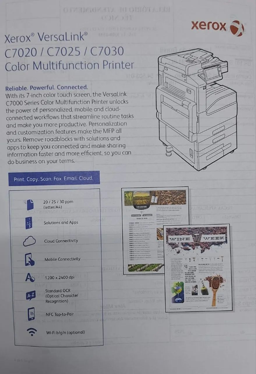 Impressora Laser Multifuncional Xerox C7020 - A3 - Periféricos e ...