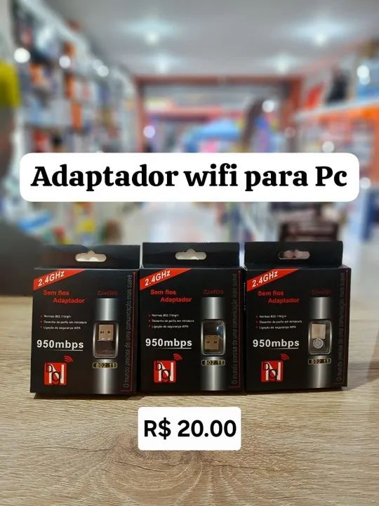 Adaptador Wi-Fi 2.4GHz 950Mbps Sem Fio - Novo - Conectividade e Dispositivos de Rede - Horto ...