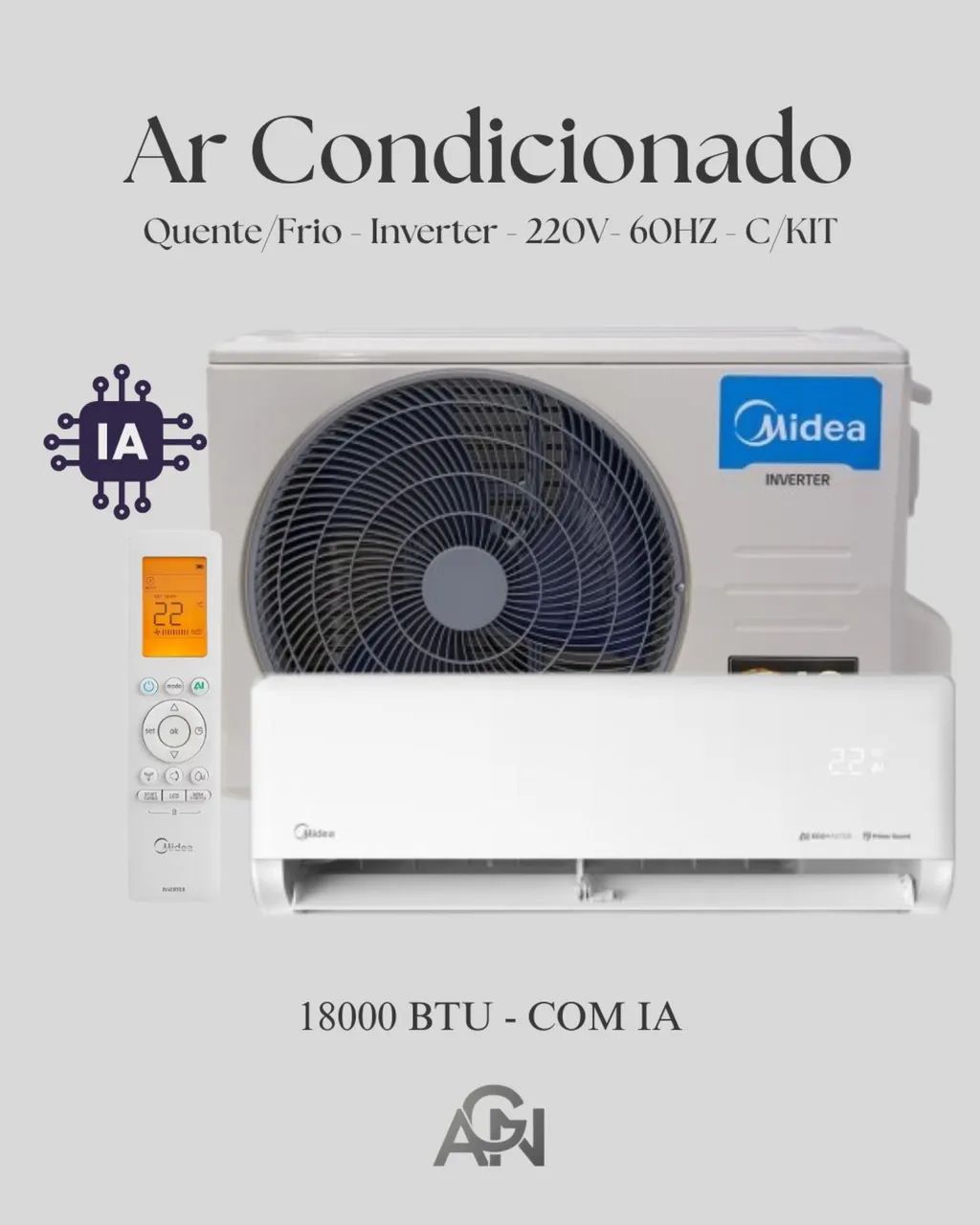 Ar Condicionado Midea Inverter 18.000 BTUs Quente/Frio - Novo Lacrado ...